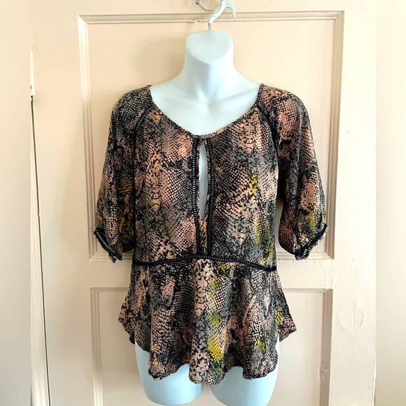 Cleobella | Tops | Cleobella Snake Print Blouse With Open Back | Poshmark